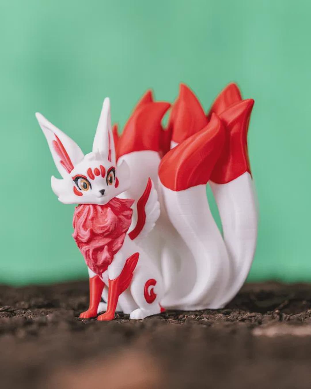 Red & White Kitsune Fox – 3D Printed Collectible Figure - Etsy