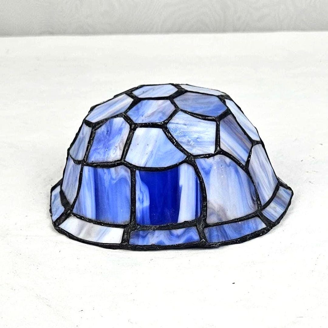 Vintage Stained Slag Glass Turtle Shell Lamp Shade Replacement ...