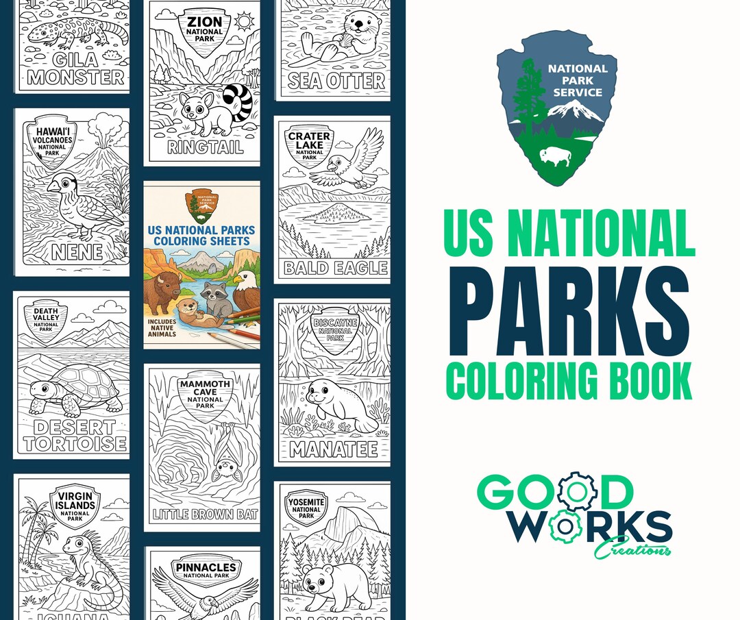 US National Parks and Animals Coloring Book - Etsy