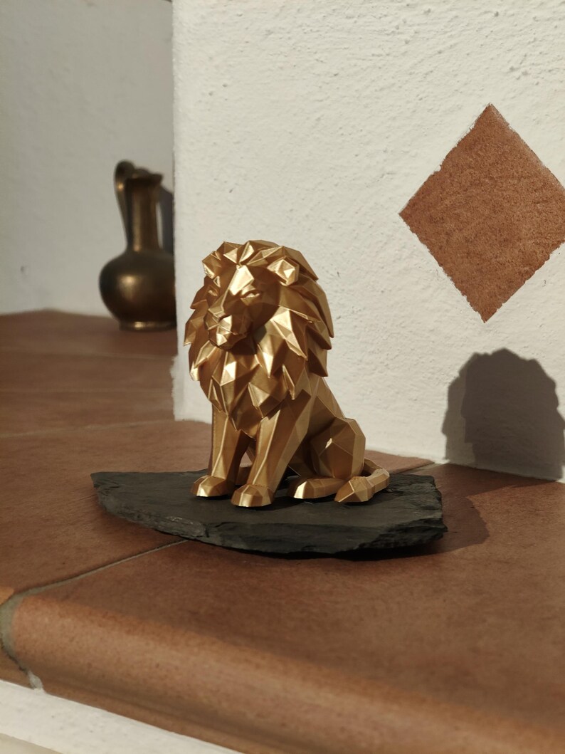 Lion Sculpture on Stone Slab - Etsy UK
