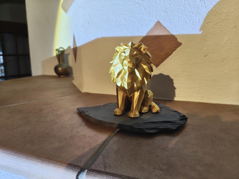 Lion Sculpture on Stone Slab - Etsy UK