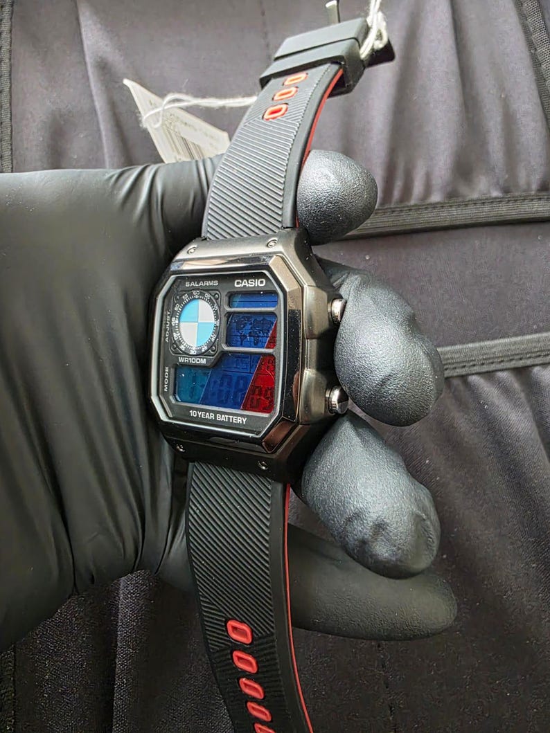 Custom Casio AE-1200 “BMW M-edition” | Black Metal Case | M-color ...