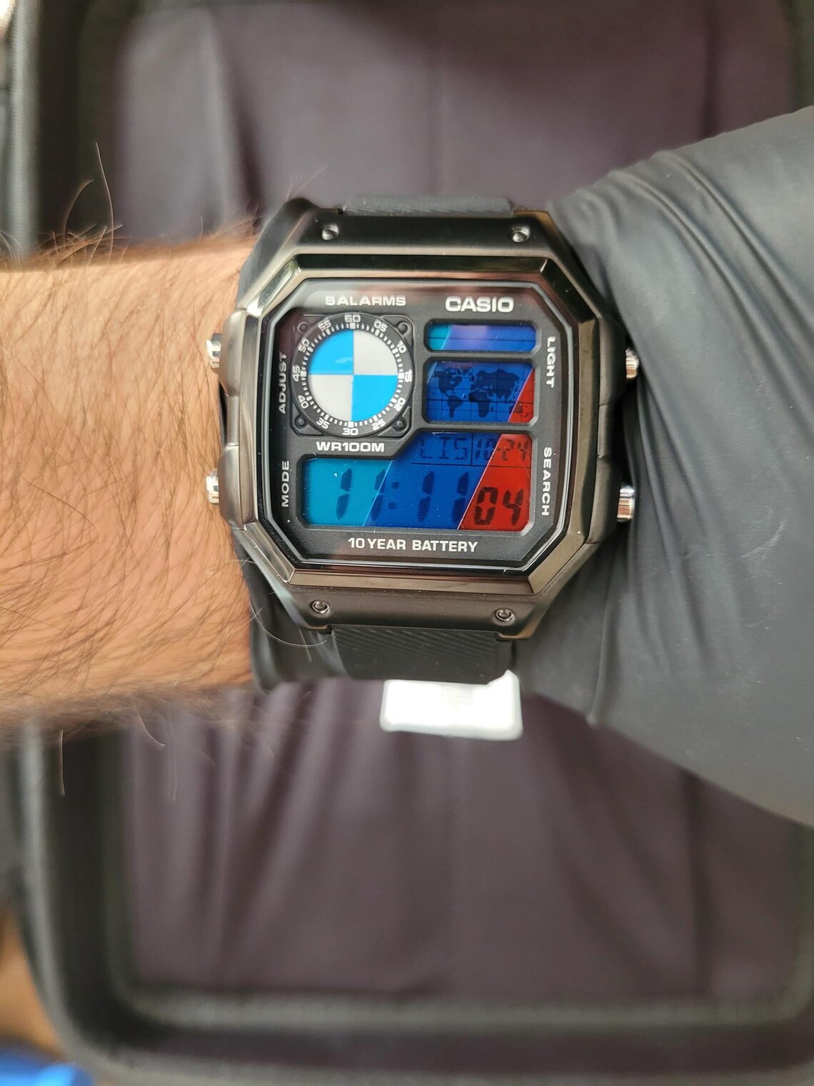Custom Casio AE-1200 “BMW M-edition” | Black Metal Case | M-color ...
