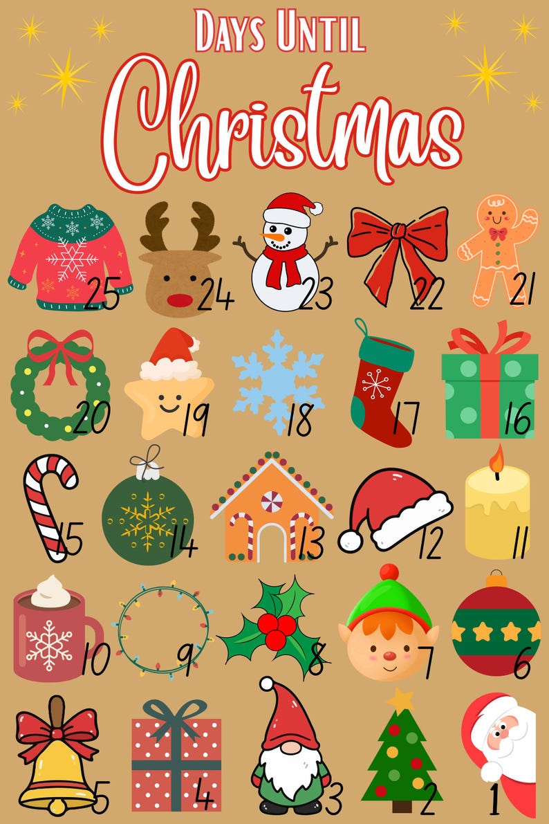 Christmas Countdown Poster - Etsy