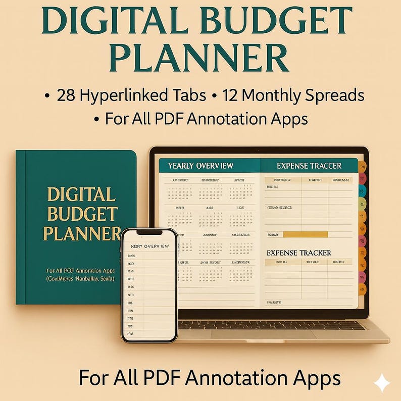 Undated Digital Budget Planner PDF | Hyperlinked Tabs • Monthly ...