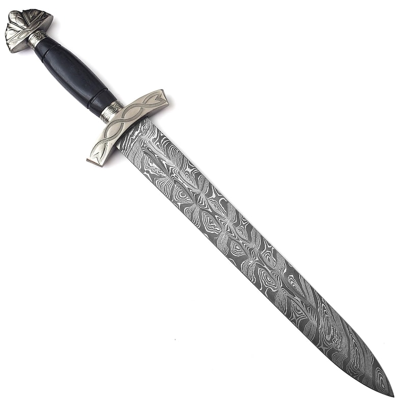 Ravencrest Medieval Dagger — Pattern-welded Damascus Blade With Ebony ...
