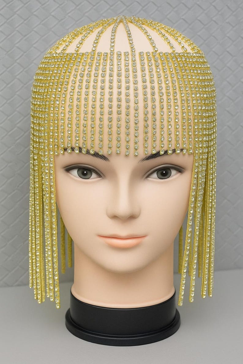 Crystal Rhinestone Fringe Headpiece – Sparkly Chain Hair Accessory ...