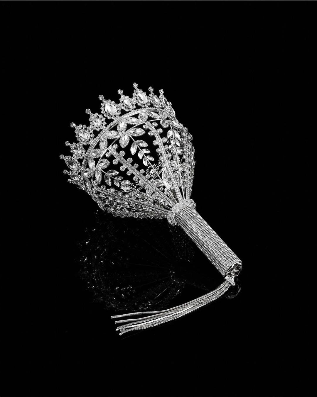 Luxury Crystal Bridal Bouquet Holder, Silver Plated Wedding Handle ...