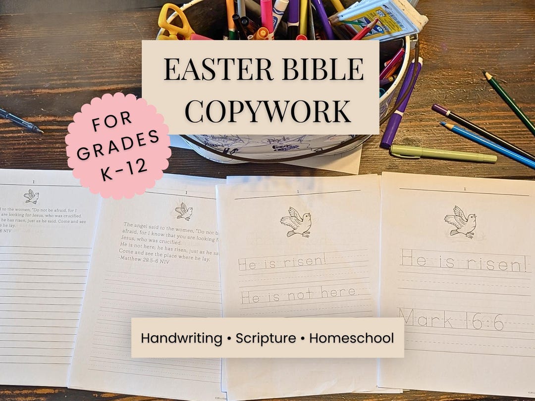 Easter Bible Copywork Bundle | Scripture Handwriting Worksheets Levels ...