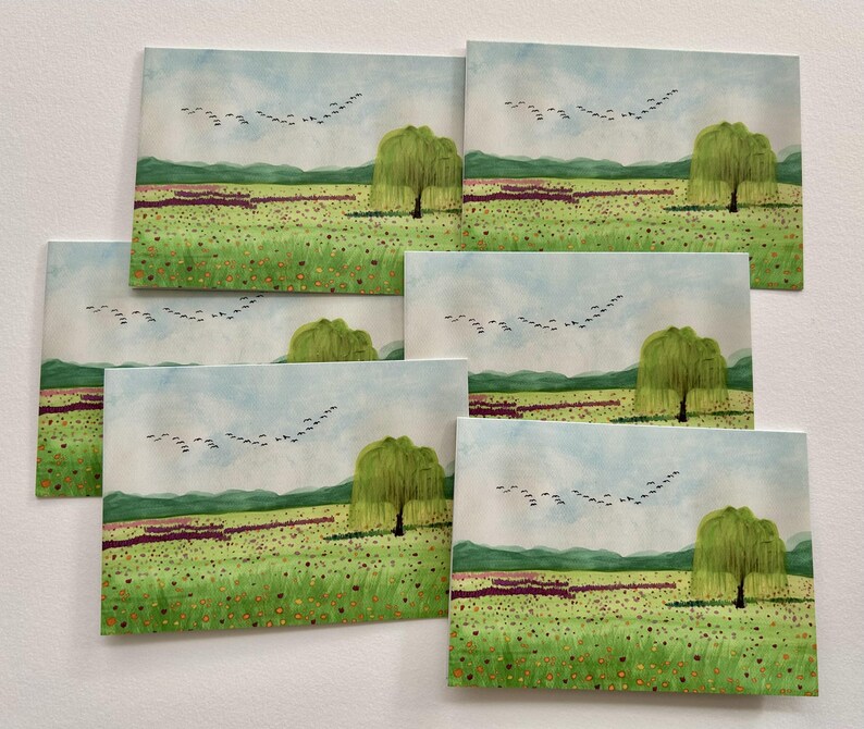 Weeping Willow Wildflower Field Set of Cards - Etsy