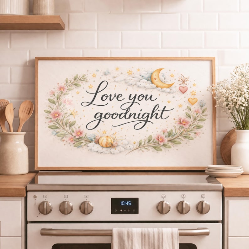 Love You Goodnight Print: Hand-drawn Typography Poster, Neutral Bedroom ...