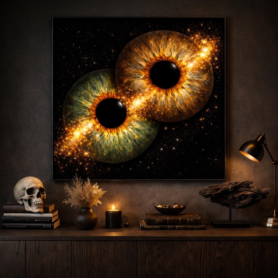 Cosmic Couple Iris Wall Art Printable, Two Eyes Galaxy Poster, Romantic ...