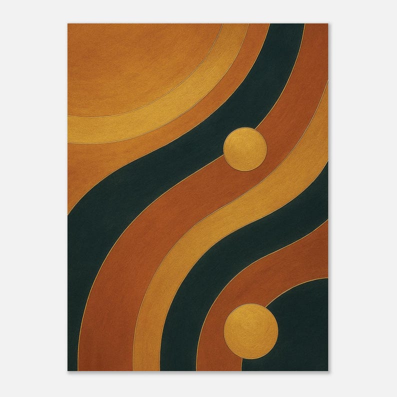 Amber Wave Flow Wall Art - Abstract Geometric Wall Decor - Etsy UK