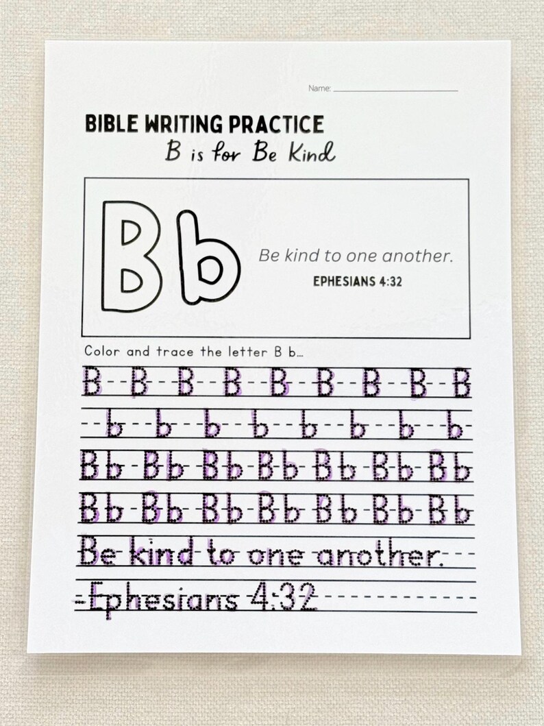 Bible Alphabet Tracing A-Z Worksheet Set | Christian Learning | English ...