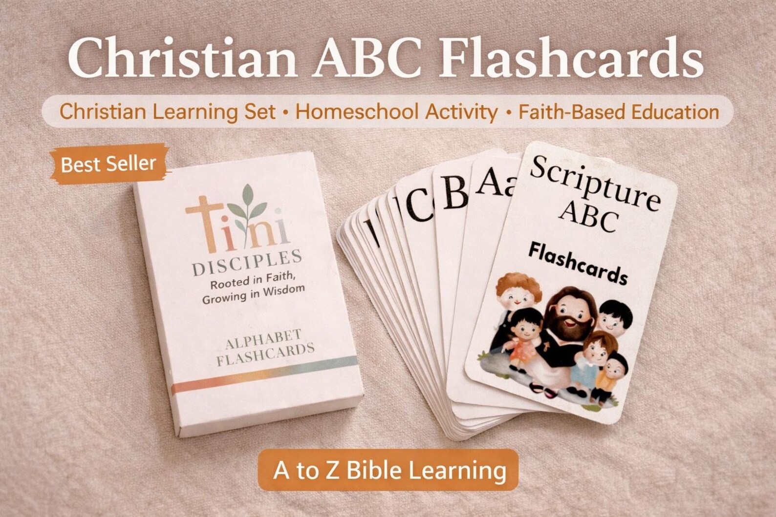 Christian Alphabet Flashcards | Faith Base Learning Set | Homeschool ...