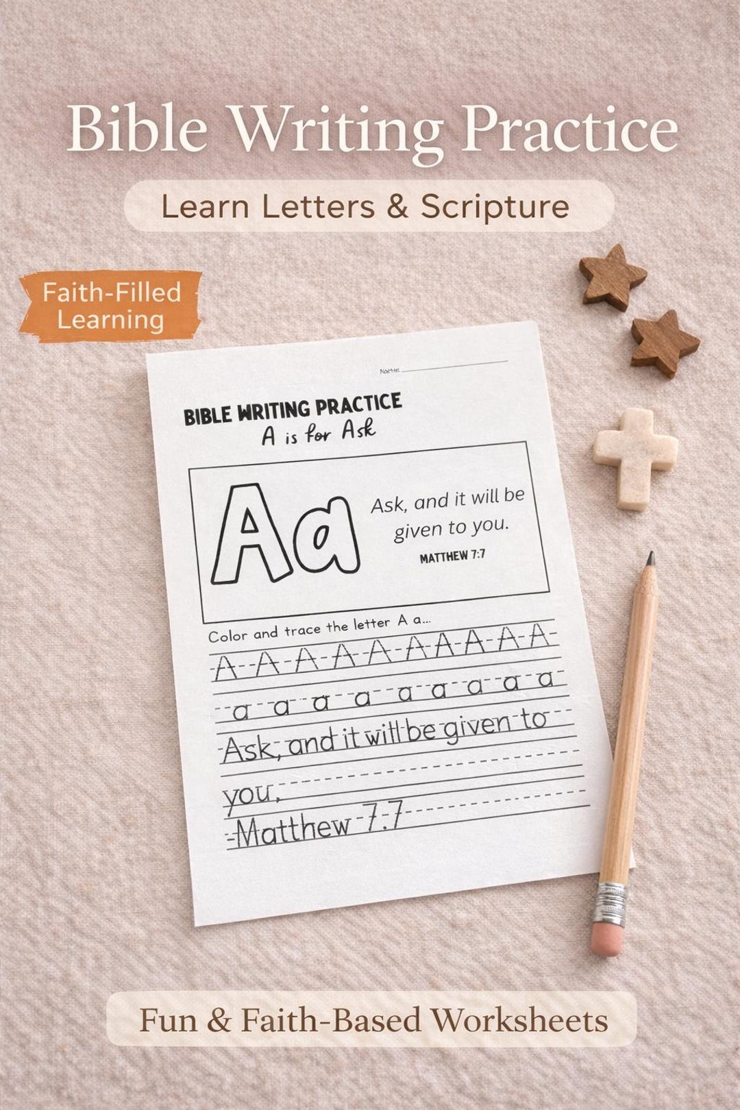 Bible Alphabet Tracing A-Z Worksheet Set | Christian Learning | English ...