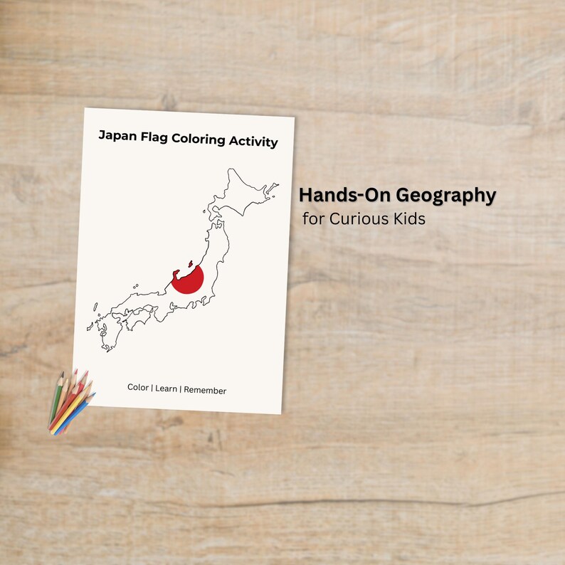 Japan Flag Coloring Activity for Kids | Printable Geography Coloring ...