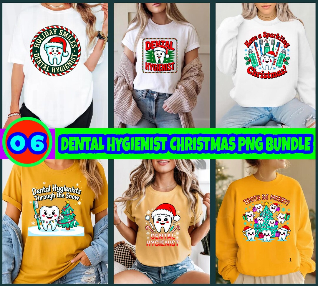 Dental Hygienist Christmas PNG Bundle | Holiday Tooth Designs - Etsy