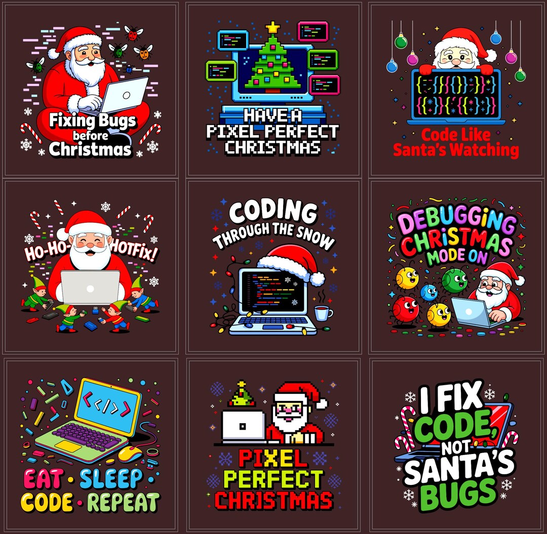 Software Developer Christmas PNG SVG Bundle | 9 Holiday Designs (300 ...