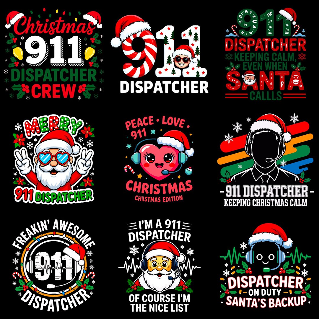 Christmas 911 Dispatcher PNG SVG Bundle | Emergency Holiday Clipart ...