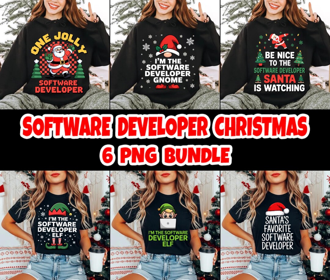 Software Developer Christmas PNG Bundle | 6 Holiday Designs (300 DPI ...
