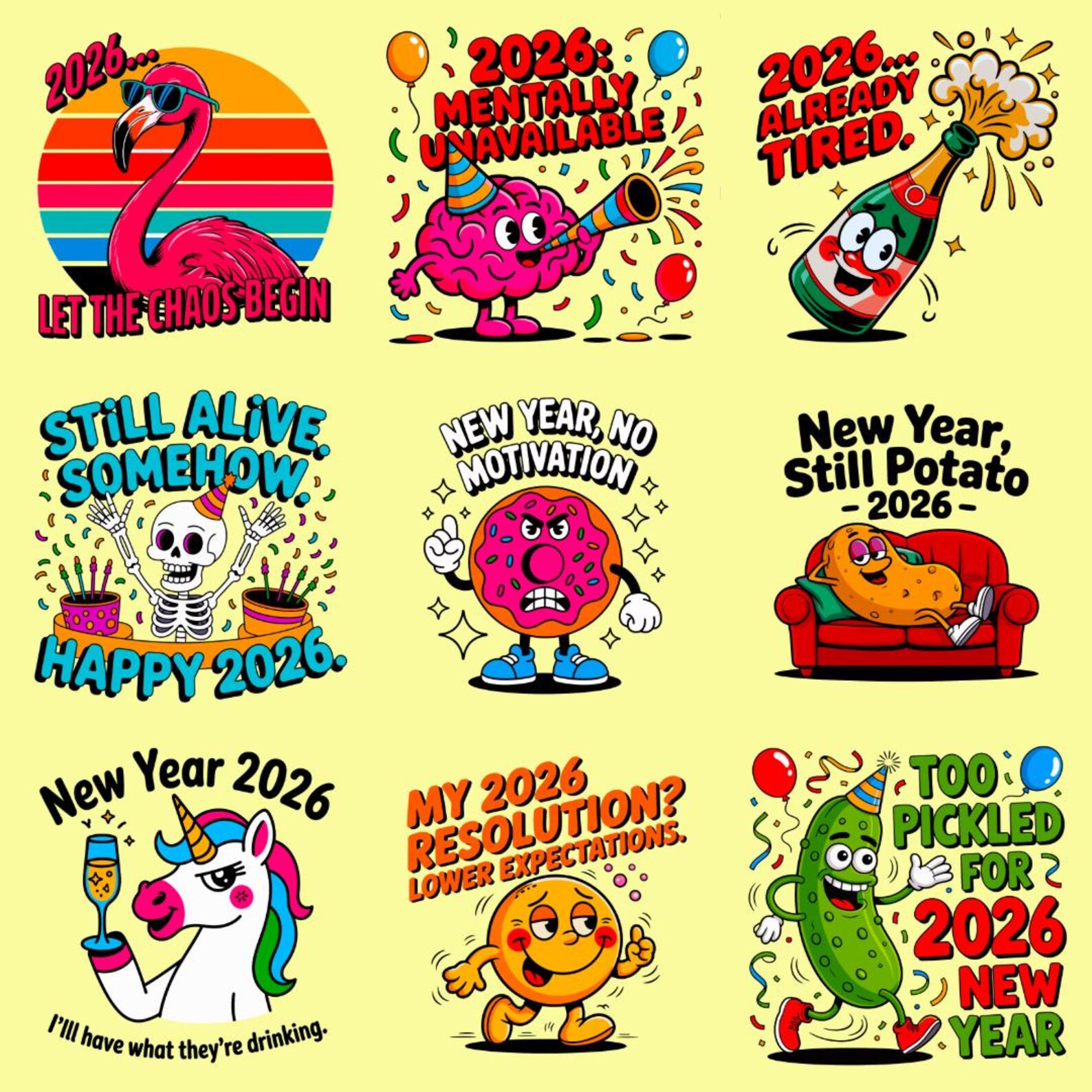 Funny 2026 New Year SVG Bundle | Sarcastic Adult Humor | 9 Designs ...
