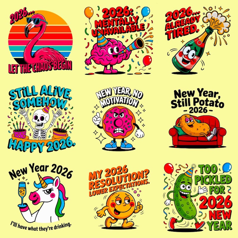 Happy New Year Cats 2026 - Etsy