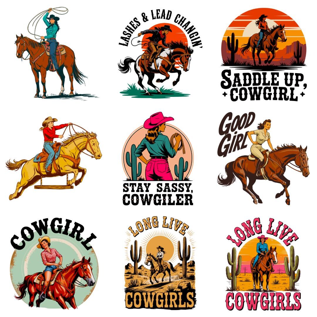 Cowgirl PNG & SVG Bundle | Rodeo Clipart | Country Cowgirl Designs ...