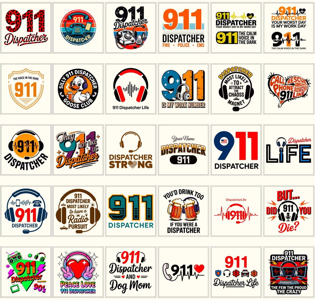 30+ 911 Dispatcher PNG & SVG Bundle | Emergency Operator Clipart | 300 ...