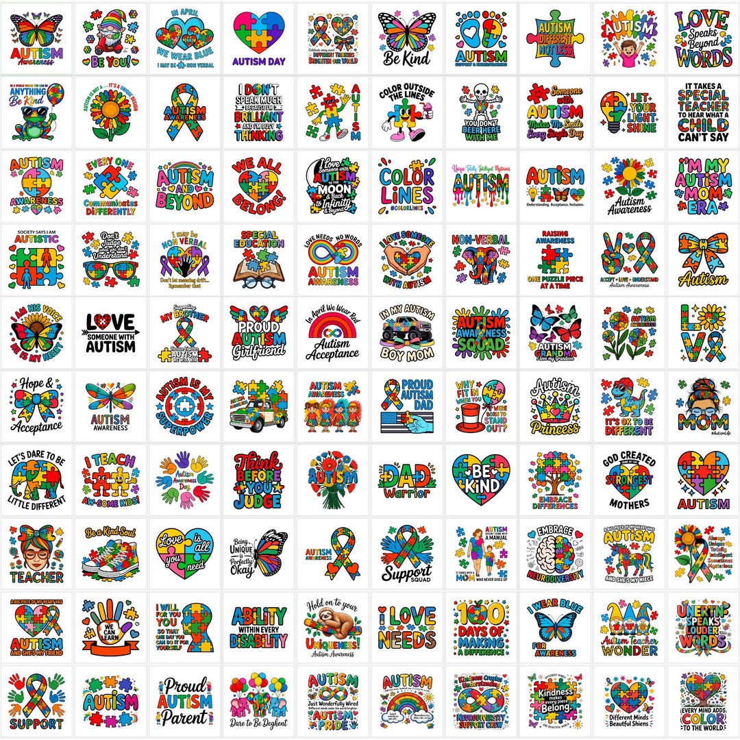 Autism Awareness PNG Bundle | Puzzle Ribbon, Mama Superhero Designs ...