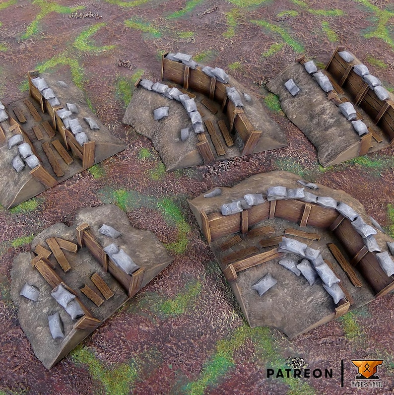 Trench Tabletop Terrain Basic Trenches Set 28mm 32mm | 6-piece Trench ...