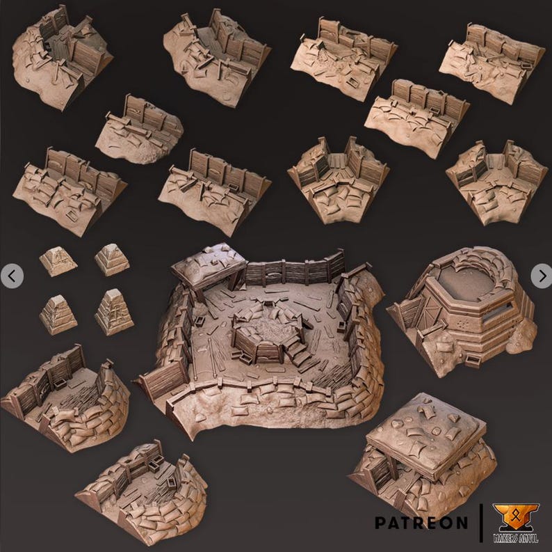 Trenched Battlefield Set Tabletop Terrain 28mm 32mm | 19-piece Trench ...