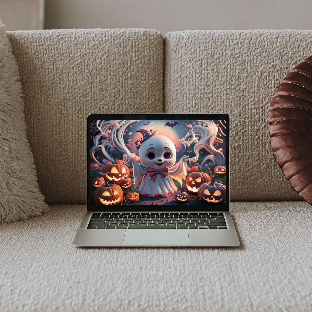 Whimsical Wallpaper, Cute Ghost Halloween Desktop Wallpaper, Computer ...