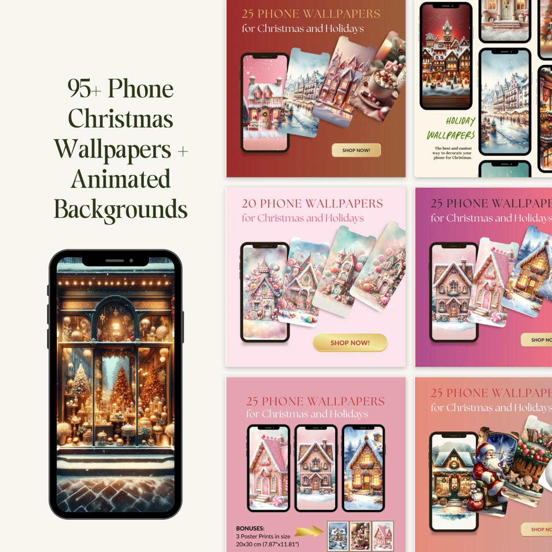 Christmas Phone Wallpaper MEGA BUNDLE, Winter Backgrounds Iphone ...