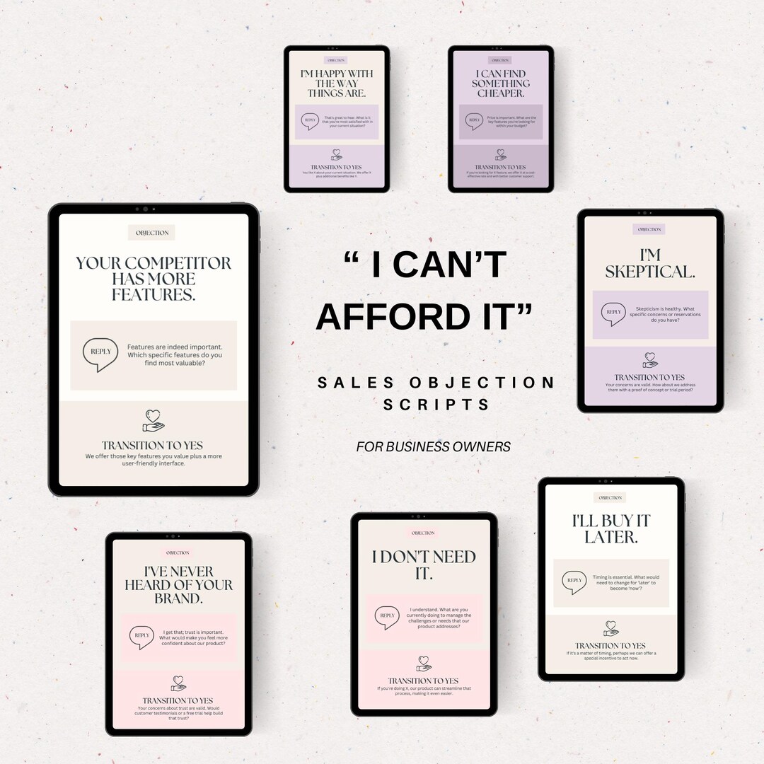 Sales Planning With Sales Objection Cards Printable for Coaches ...