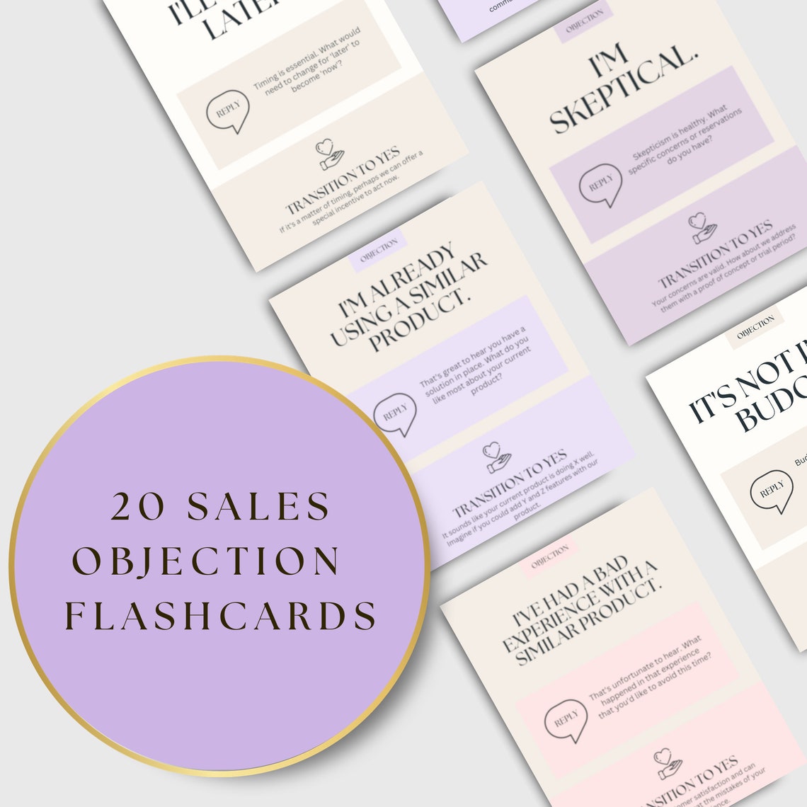 Sales Objection Flashcards 20 Sales Training Tools - Etsy