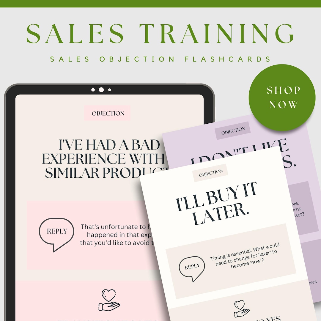 Sales Objection Flashcards Printable for Coaches and Creatives Sales ...