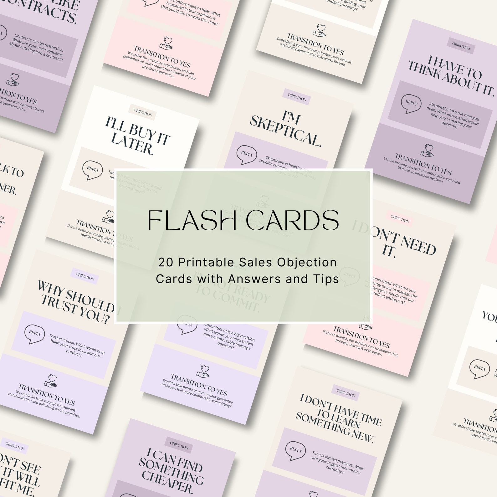 Sales Objection Flashcards 20 Sales Training Tools - Etsy