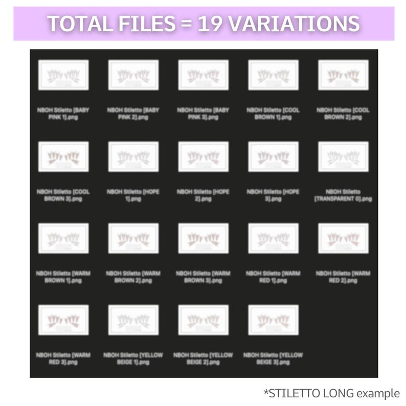 LONG STILETTO Nail Art Design Template Pack - Png Pdf & Jpg Files ...