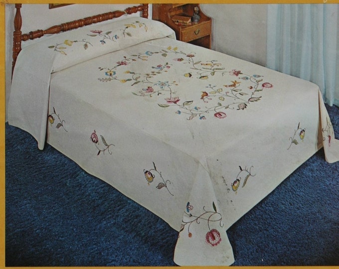 Bucilla Crewel Embroidery Bedspread Traditional Jacobean Kit DOUBLE Size RARE - Etsy