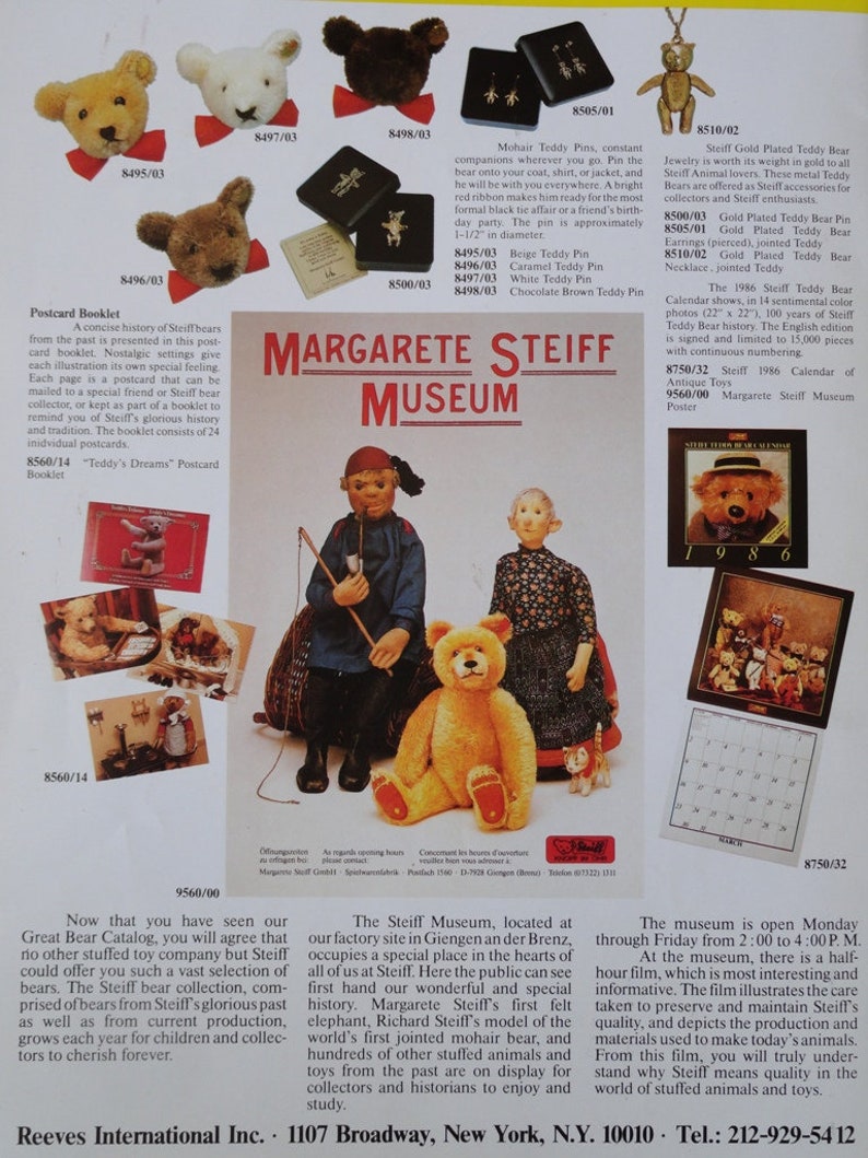 Steiff the Great Steiff Bear Catalog 1985 Printed in Germany - Etsy