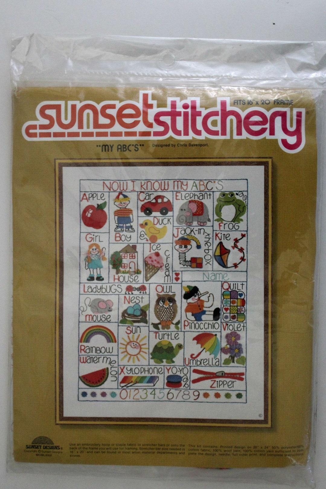 Sunset Crewel Embroidery Picture Wall Art Kit My Abc's - Etsy