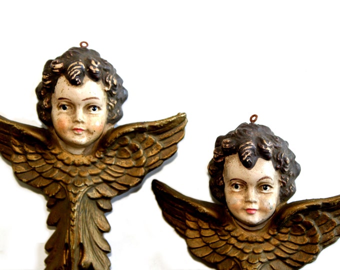 Vintage Plastic Hanging Angel Head With Wings Ornaments Set of - Etsy