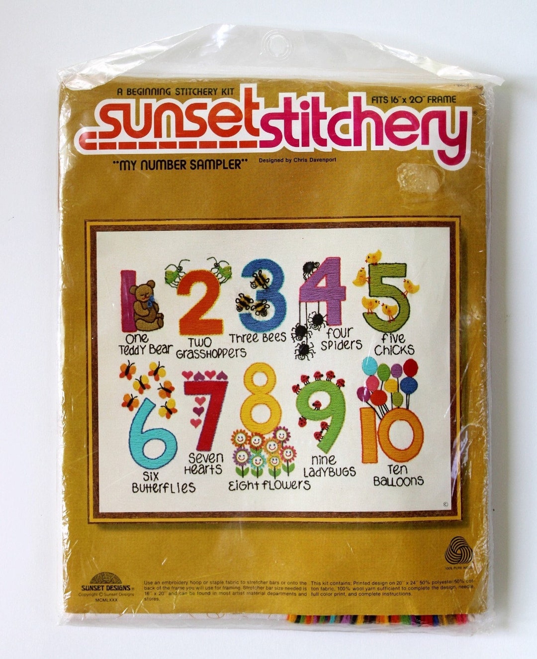 Sunset Crewel Embroidery Kit My Number Sampler Kit 2614 Chris ...