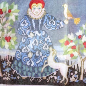 Erica Wilson Needle Works, NY, Needlepoint Canvas Elizabethan Lady 1970 ...