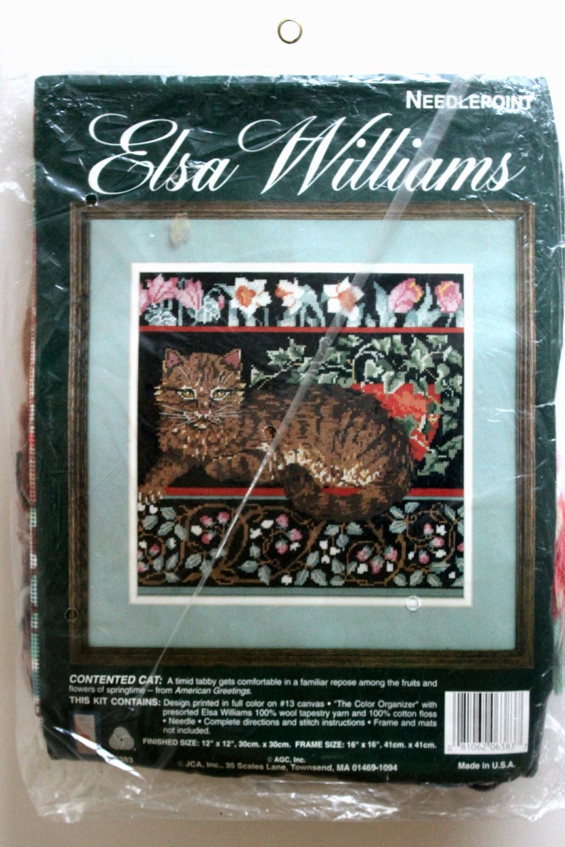 Elsa Williams Needlepoint Kit Contented Cat Tabby Picture - Etsy