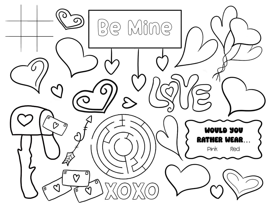 Valentine Activity Sheet: INSTANT DOWNLOAD. 11 X 8.5 - Etsy
