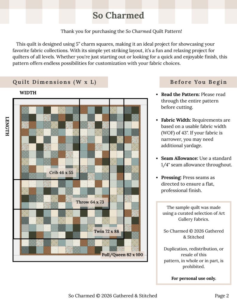 So Charmed Quilt Pattern – Beginner-friendly Charm Square PDF Pattern ...