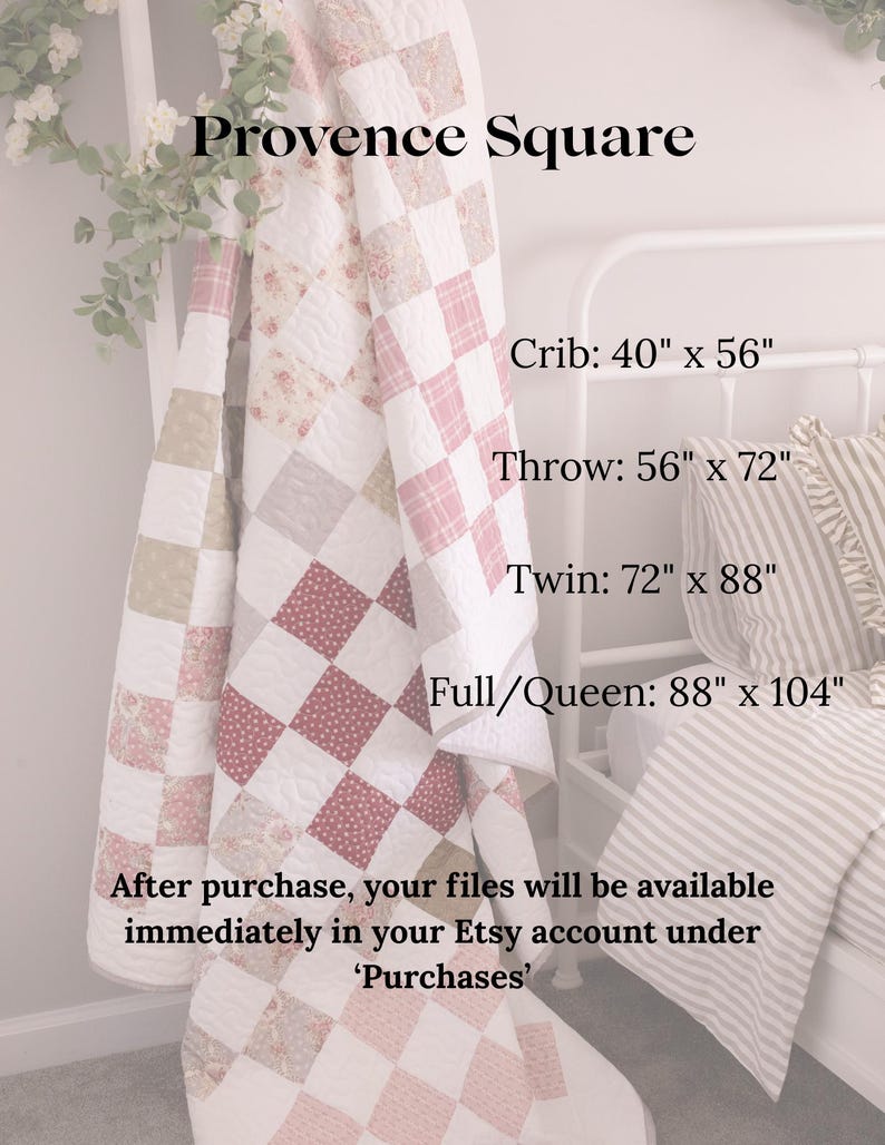 Provence Square: 16 Patch Quilt Pattern PDF- Precut Friendly Design - 4 ...