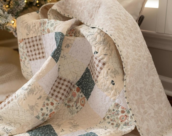 Cozy Neutral Lap Quilt – Boutique Handmade Blanket for Home - Etsy